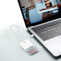 China White USB Universal Smart Card Reader with 1 Slot for ID SIM EMV CAC IC Cards - Plastic Construction for sale