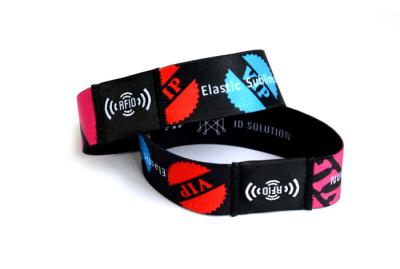 China Flexible Rfid Nfc Wristband , Elastic Rope Rfid Chip Bracelet Custom Printing for sale