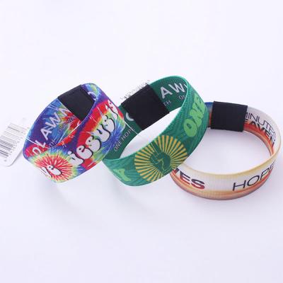 China Multi - Color Soft Elastic Woven Fabric Rfid Chip Wristband Bracelet Read And Write For Party Access Control Event for sale