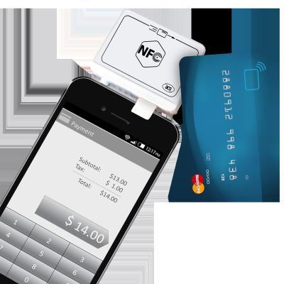China Mini NFC Magnetic Bank RFID Card Reader With ISO Android SDK ACR35 Contactless White Color Lightweight Card Writer for sale