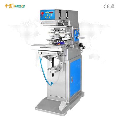 China S2/S 2-Color 90mm Ink Cup Pad Printing Machine with Lifted Head | 100×250mm Plate | 20 Pcs/Min for sale