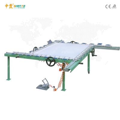 China SF-T218 Mechanical Screen Stretching Machine Manual Control 1200x1400mm Frame Maker with 5-7 Bar Air Pressure for sale