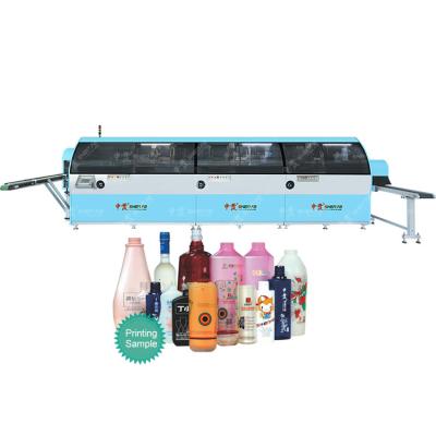 China 75pcs/min 3 Color Screen Printing Machine For Round Oval Flat Bottle Printer for sale
