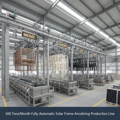 China 500 Tons/Month Fully Automatic Solar Frame Anodizing Production Line for Bronze Champagne Black Colors for sale