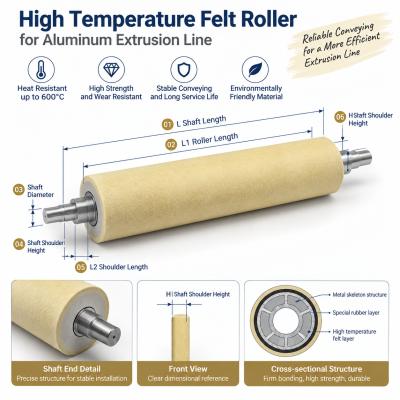 China 600 Degree Felt Roller Composite Structure Aluminum Extrusion Wet Felting Roller for sale