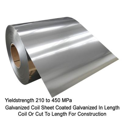 China Galvanized Coil Sheet with Yield Strength 210-450 MPa and Zinc Layer 30-275 G/㎡ for Construction Applications for sale
