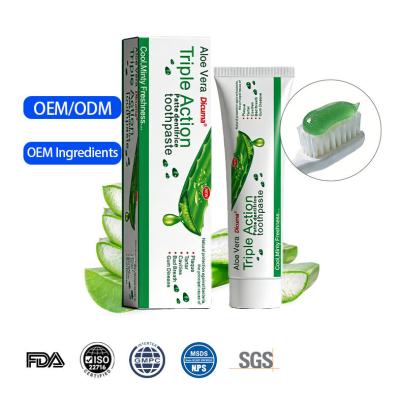 China Factory Custom Whitening Toothpaste Fresh Breath Mint Flavor Sensitive Teeth Formula 100g Dental Care Aloe Vera Toothpaste for sale