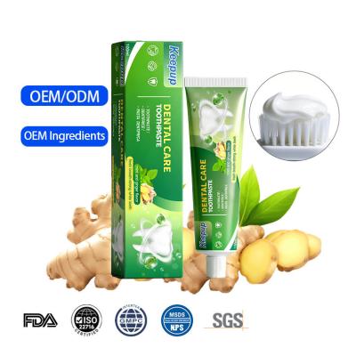 China Custom Hot Sale High Quality Plant Extract Ginger Flavor Herbal Natural Whitening Toothpaste for Sensitive Teeth Toothpaste for sale