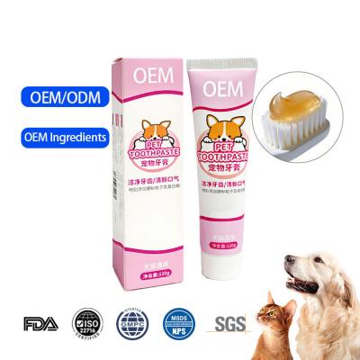 China Private Label Natural Dogs Cats Oral Care Freshen Breath Remove Plaque Fluoride Free Beef Chicken Flavored Pet Toothpaste for sale