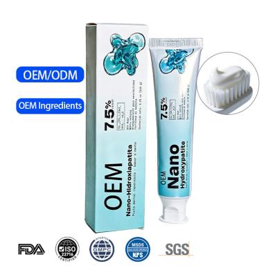 China Private Label OEM Toothpaste Manufacturers Anti Sensitive Oral Repair Fluoride Free 7.5% Nano Hydroxyapatite Toothpaste for sale