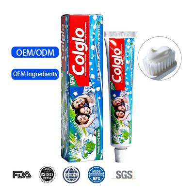 China Factory Wholesale Custom Natural Mint Toothpaste Teeth Whitening Eliminate Bad Breath Fresh Mint Flavor Adult Toothpaste for sale
