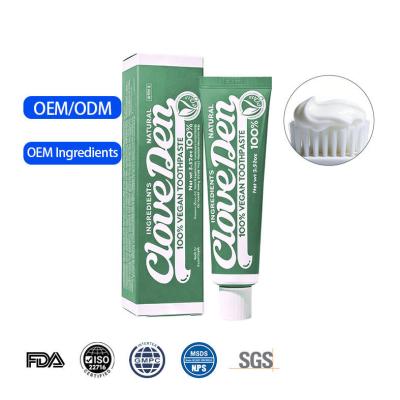 China Custom Toothpaste with Hydrated Silica OEM ODM Processing Whitening Fresh Breath Aloe Vera Herbal Clove Stain Removing for sale
