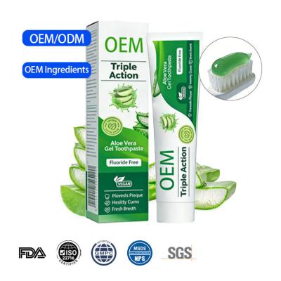 China Sample Size Tooth Cleaning Fresh Mint Aloe Vera Fluoride Free Toothpaste Chemical Anti Cavity Whitening OEM for sale