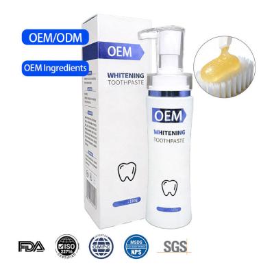 China Fluoride Free Sample Size Custom Logo 150g Press Toothpaste Teeth Whitening Fresh Breath Hyaluronic Acid Probiotic Blend for sale