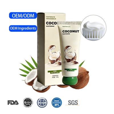 China Tooth Cleaning Natural Toothpaste with Hydrated Silica Custom Logo Eco Friendly Coconut Dentist Toothpaste Private Label for sale
