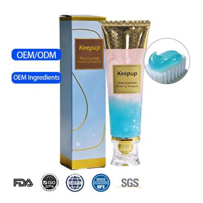 China Sample Support Custom Oral Niacinamide Toothpaste Fast Whitening Brightening Fresh Breath Removes Plaque Whitening Effect OEM for sale