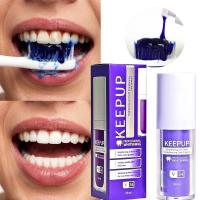 China Purple V34 Brightening and Teeth Straightening Care Product squeezed tube Professional toothpaste for sale