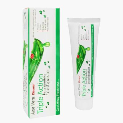 China Factory Custom Natural Whitening Toothpaste Fresh Breath Mint Flavor Sensitive Teeth Formula 100g Dental Care Aloe Vera Toothpaste for sale