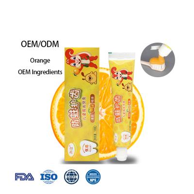 China children's anti-cavity orange flavor Toothpaste formulated to remove plaque prevent cavities and maintain fresh breath supporting overall oral hygiene routines for sale