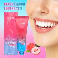 China Private Label White Peach Freshens Toothpaste Oral Care Products Deep Cleansing Stubborn Stains Remove Yellow Brightening for sale