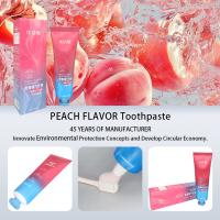 China Private Label White Peach Freshens Toothpaste Oral Care Products Deep Cleansing Stubborn Stains Remove Yellow Brightening for sale