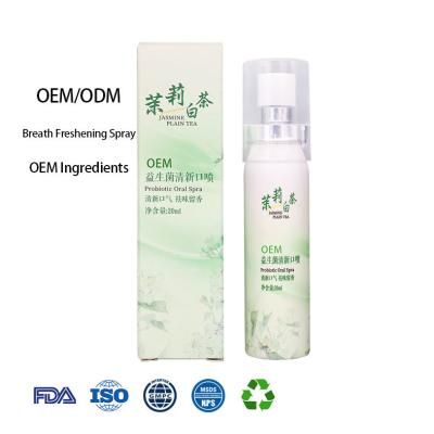 China Custom Portable Oral Spray Eliminates Odors Cool and Long Lasting White Jasmine Flavor Breath Freshener for Outdoor Travel for sale