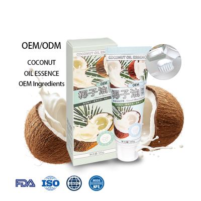 China Cross-Border Exclusive Coconut Oil Mint Toothpaste Naturally Whitens Teeth Removes Plaque Anti-Cavity Custom Wholesale for Home for sale