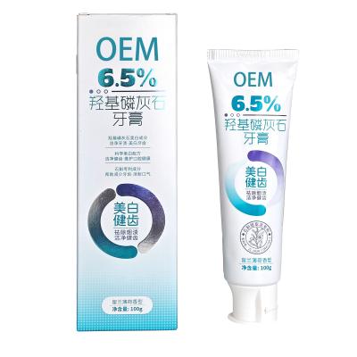 China OEM ODM Chemical Toothpaste Anti Sensitive Oral Repair Whitening Fresh Mint Fluoride Free Nano 6.5% Hydroxyapatite Home Use for sale