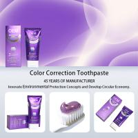 China Custom purple Color Correcting Toothpaste Removes Stains Whitens Teeth Restores Color Mint Flavored Whitening Toothpaste for sale