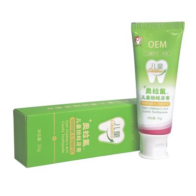 China Children's Toothpaste 50g Sodium Olafluor Various Flavors Professional Toothpaste for Children to Prevent Tooth Decay for sale