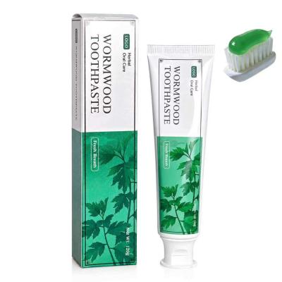 China Wholesale Custom Teeth Whitening Toothpaste with Herbal Mugwort Ingredients Protects Gum Tooth Enamel Antibacterial Anti Cavity Deep Cleaning Daily Use Mouth Healthy Adult 120g for sale