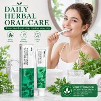 China Wholesale Custom Teeth Whitening Toothpaste with Herbal Mugwort Ingredients Protects Gum Tooth Enamel Antibacterial Anti Cavity Deep Cleaning Daily Use Mouth Healthy Adult 120g for sale