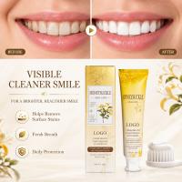 China Custom Teeth Whitening Toothpaste Herbal Honeysuckle Flavor Freshens Breath Protects Tooth Enamel Fluoride Free Dentifrice for sale