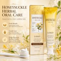 China Custom Teeth Whitening Toothpaste Herbal Honeysuckle Flavor Freshens Breath Protects Tooth Enamel Fluoride Free Dentifrice for sale