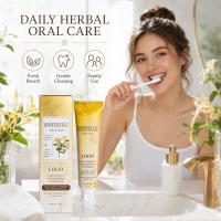 China Custom Teeth Whitening Toothpaste Herbal Honeysuckle Flavor Freshens Breath Protects Tooth Enamel Fluoride Free Dentifrice for sale