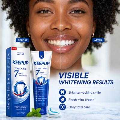China Factory Custom Multi Effect Mint Toothpaste 7 in 1 Oral Care Teeth Whitening Tartar Control Sensitive Relief Custom Logo for sale