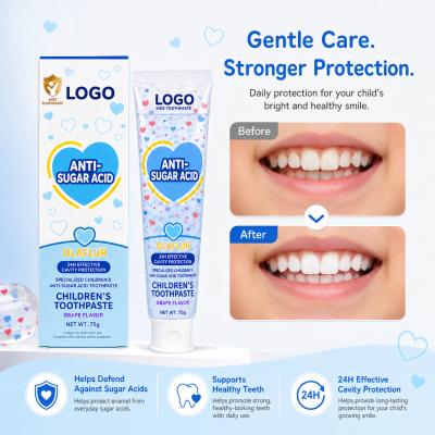 China Wholesale Cheap OEM Private Label Kids Toothpaste Olaflur Anti Sugar Acid Enamel Protection Children's Toothpaste for sale