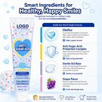 China Wholesale Cheap OEM Private Label Kids Toothpaste Olaflur Anti Sugar Acid Enamel Protection Children's Toothpaste for sale