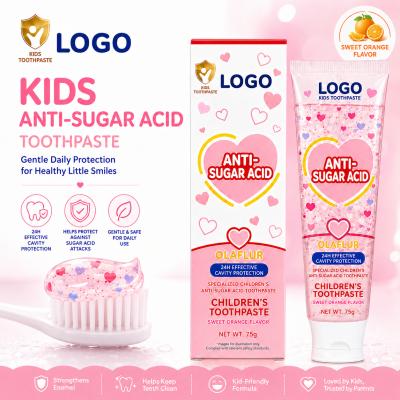 China OEM/ODM Custom Olaf Kids Toothpaste Anti Sugar Acid Protects Tooth Enamel Sweet Orange Flavor Anti-Cavity Children's Toothpaste for sale