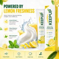 China Bulk Custom Lemon Extract Teeth Whitening Toothpaste Lemon Fresh Clean Feeling Gentle Gum Care Private Label Oral Product for sale