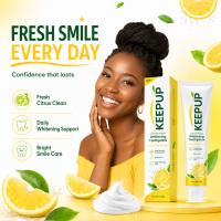 China Bulk Custom Lemon Extract Teeth Whitening Toothpaste Lemon Fresh Clean Feeling Gentle Gum Care Private Label Oral Product for sale