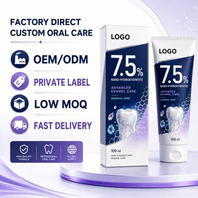 China Custom 7.5% Nano Hydroxyapatite Teeth Whitening Toothpaste Anti Sensitivity Enamel Protecting Fluoride Free Dentifrice for sale