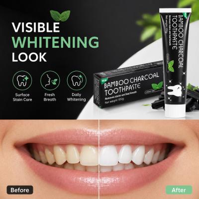 China Factory Wholesale Remove Stains Reduce Tartar Fresh Breath 100g Natural Organic Bamboo Charcoal Whitening Toothpaste for sale