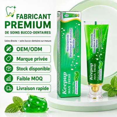 China OEM Customized Niacinamide Teeth Whitening Toothpaste Mint Flavor Cleans Plaque Fluoride Free Pate Dentifrice Blanchissant for sale