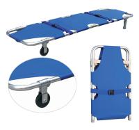 China Portable Rescue Folding Stretcher With Two Straight Wheels Emergency Medical for sale