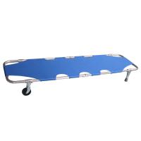 China Portable Rescue Folding Stretcher With Two Straight Wheels Emergency Medical for sale