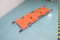 China Foldable Two Fold Stretcher Aluminum for Medical Emergency with Patient Holding Strap for sale