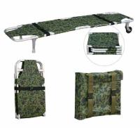 China Two Wheels Two Supporting Legs Four Folde Stretcher Trolley 1200D Camouflage Oxford Leather for sale