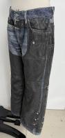 China Faux Two Piece Illusion Straight Cut Jeans With Vintage Inspired Digital Print Patchwork for sale