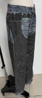 China Faux Two Piece Illusion Straight Cut Jeans With Vintage Inspired Digital Print Patchwork for sale